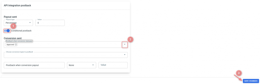 Conversions: conditional postback | RedTrack Help